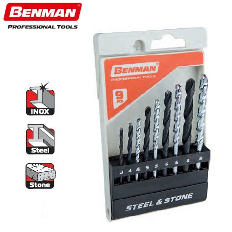 Σετ Τρυπάνια Benman Steel & Stone 9τμχ 74675 – Χρωματοπωλείο ΔΗΜΟΥ